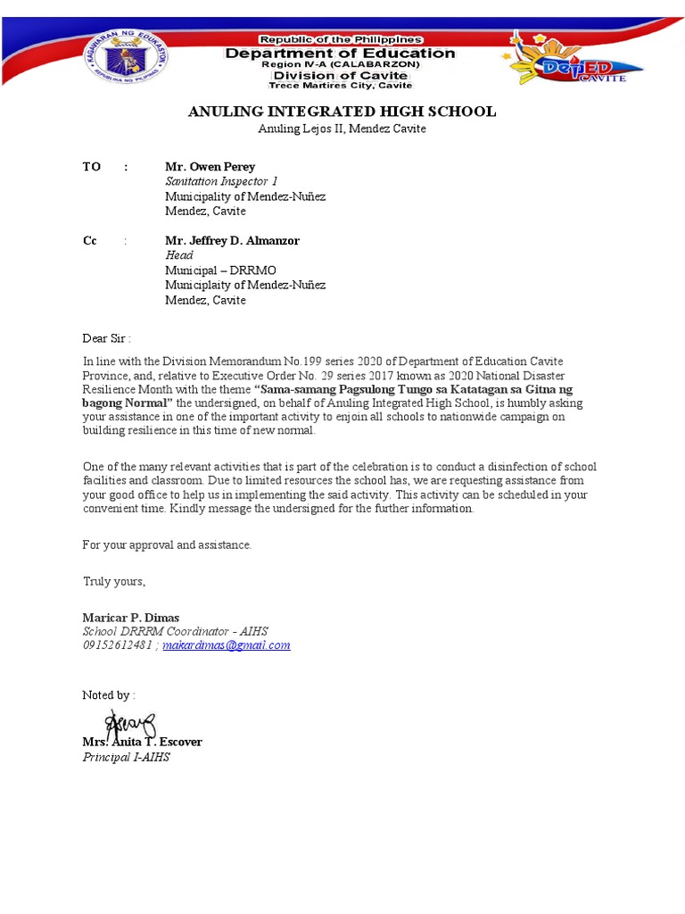 Request for Disinfection Assistance | PDF