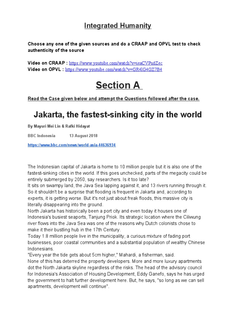 Worksheet For OPVL and CRAAP | PDF | Groundwater | Jakarta