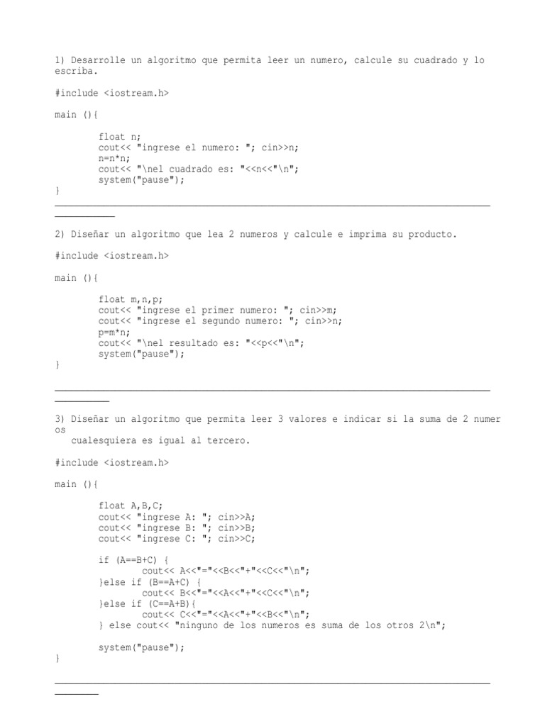 Algoritmos C++ | PDF