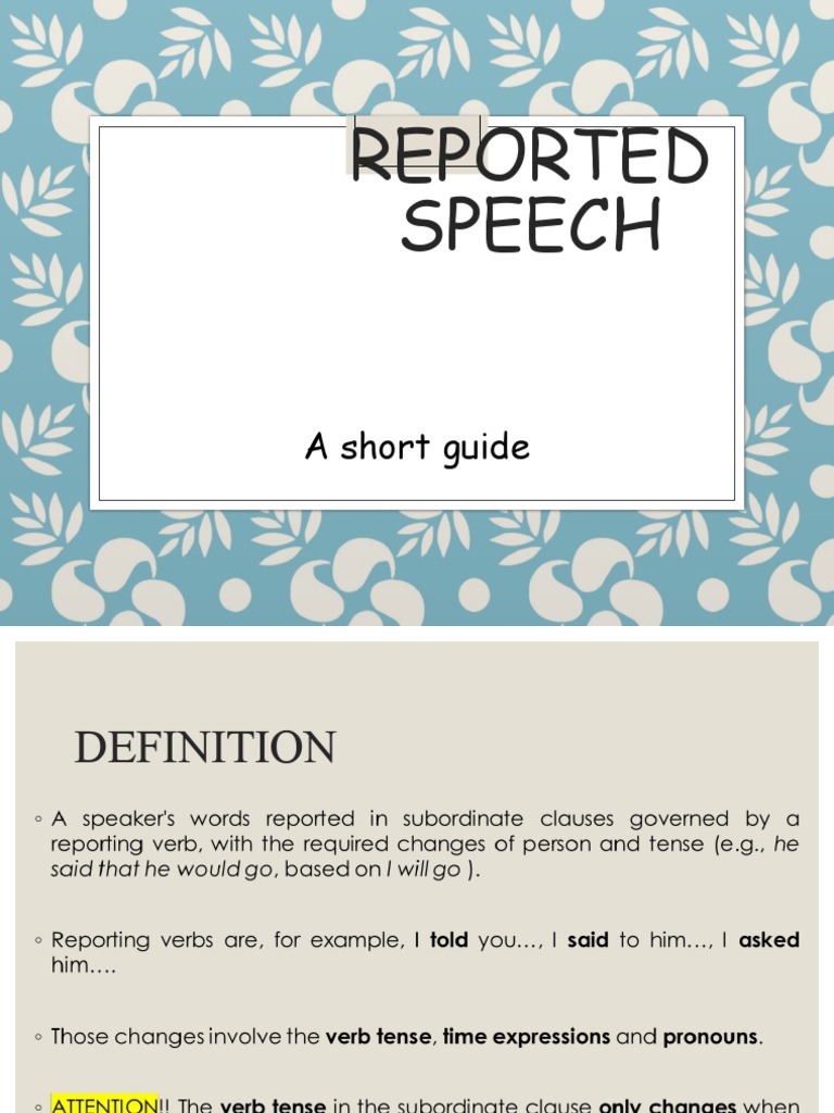 Reported Speech Guide for Learners | PDF | Question | Semiotics