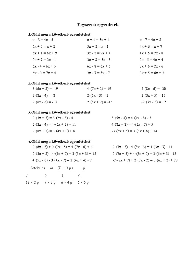 Egyszerű Egyenletek | PDF