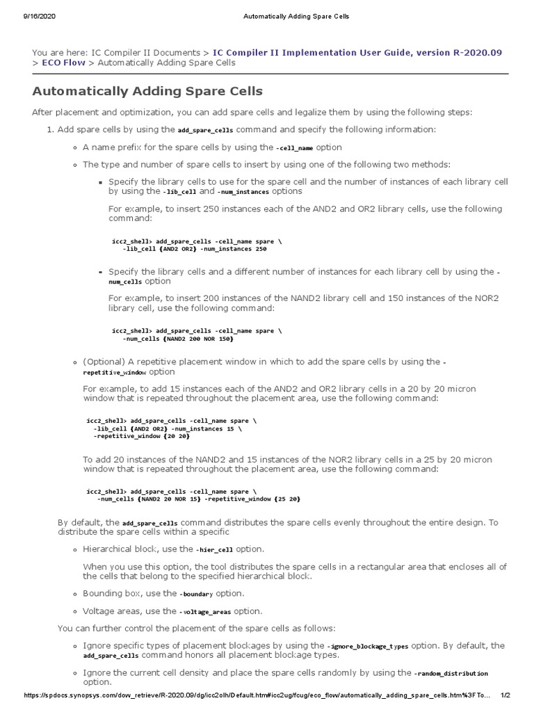 Automatically Adding Spare Cells: IC Compiler II Implementation User ...