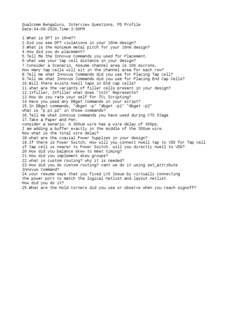 Manoj - Qualcomm Interview Questions | PDF