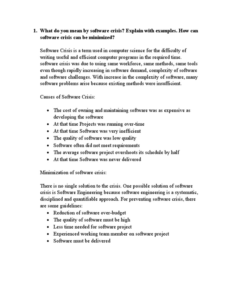 What Do You Mean by Software Crisis? Explain With Examples. How Can ...
