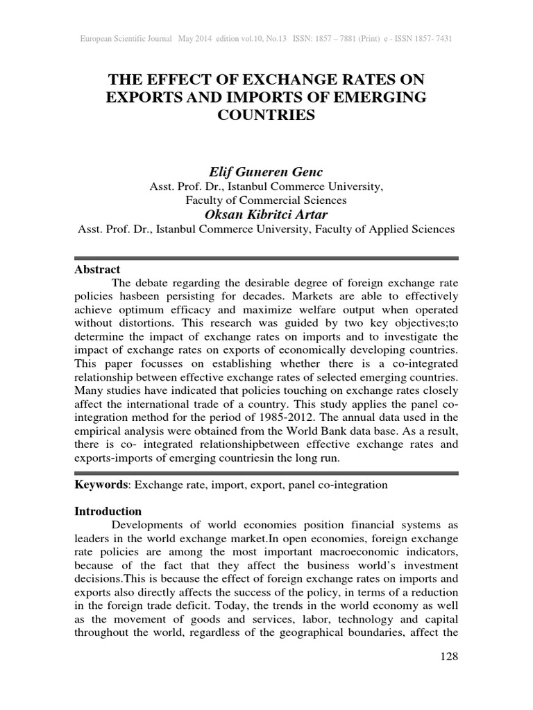 The Effect of Exchange Rates On Exports and Imports of Emerging ...