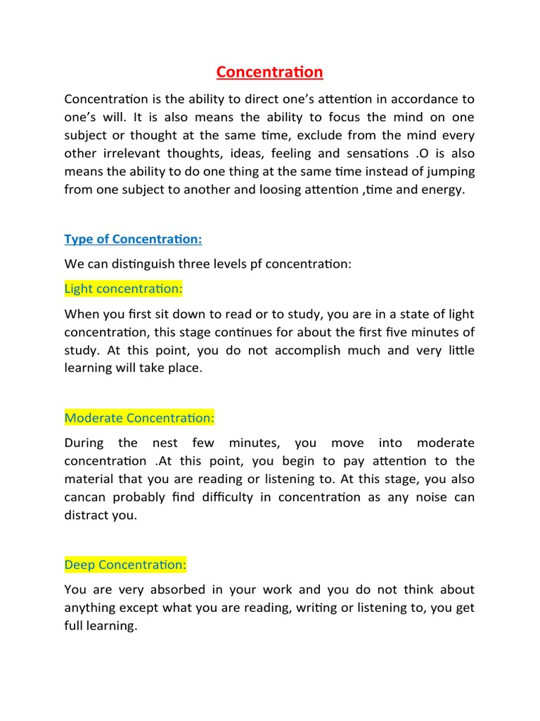 Concentration | PDF | Attention | Neuropsychology