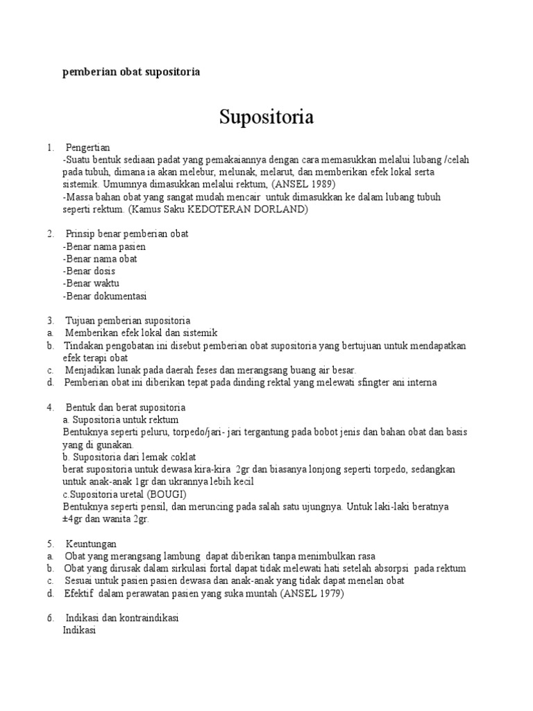 Pemberian Obat Supositoria | PDF