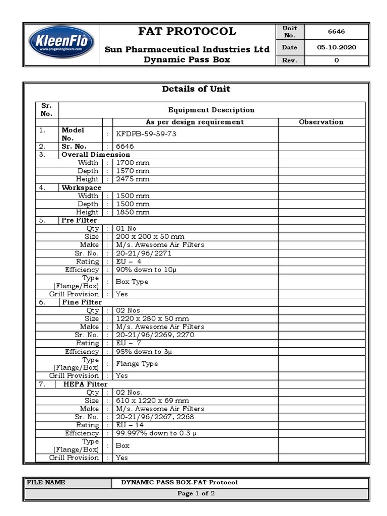 FAT Protocol PDF | PDF | Equipment | Gases