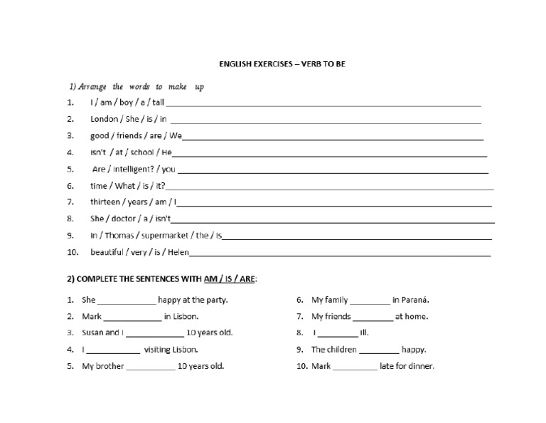 1) Arrange The Words To Make Up Sentences | PDF