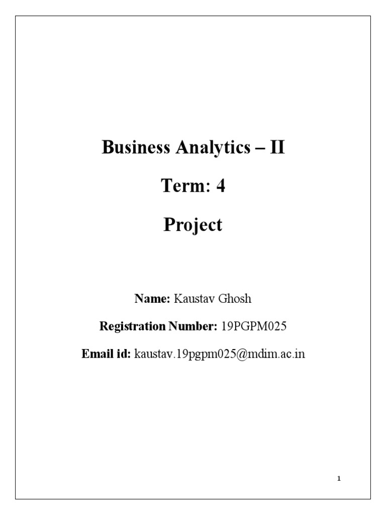 Kaustav Ghosh (19PGPM025) BA - II Project | PDF | Data Analysis | Marketing