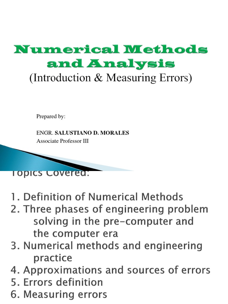 A Module On Introduction and Measuring Errors in Numerical Methods PDF | PDF | Approximation ...