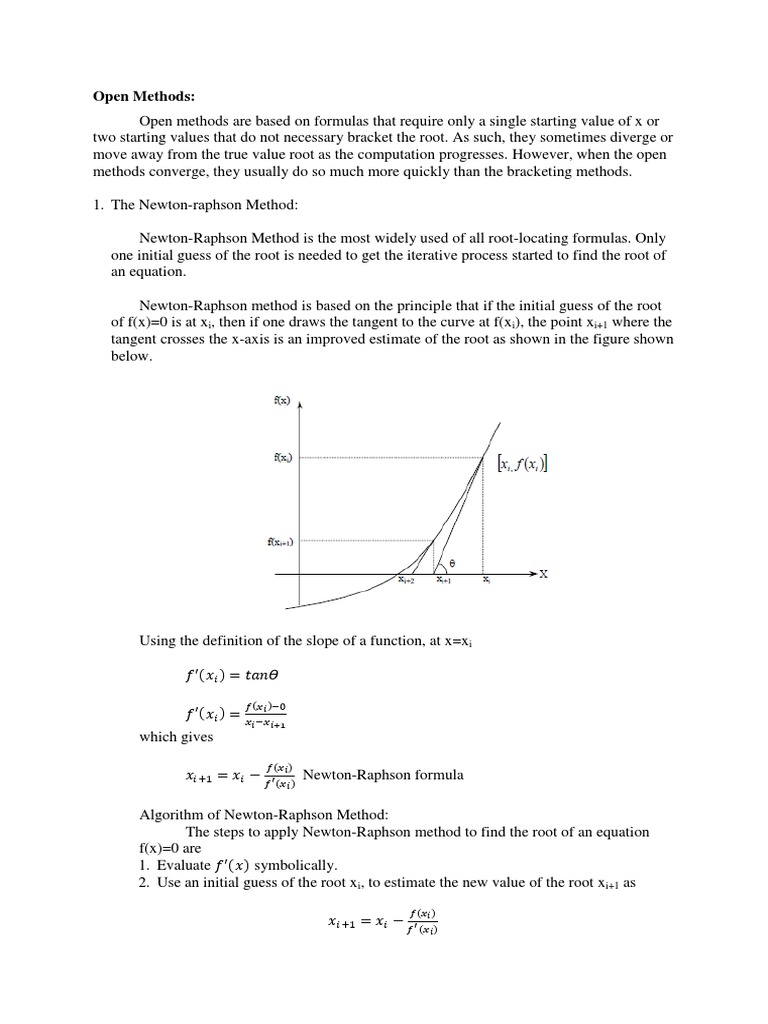 Open Methods Newton Raphson Secant Methods Pdf Mathematics Of Computing Derivative