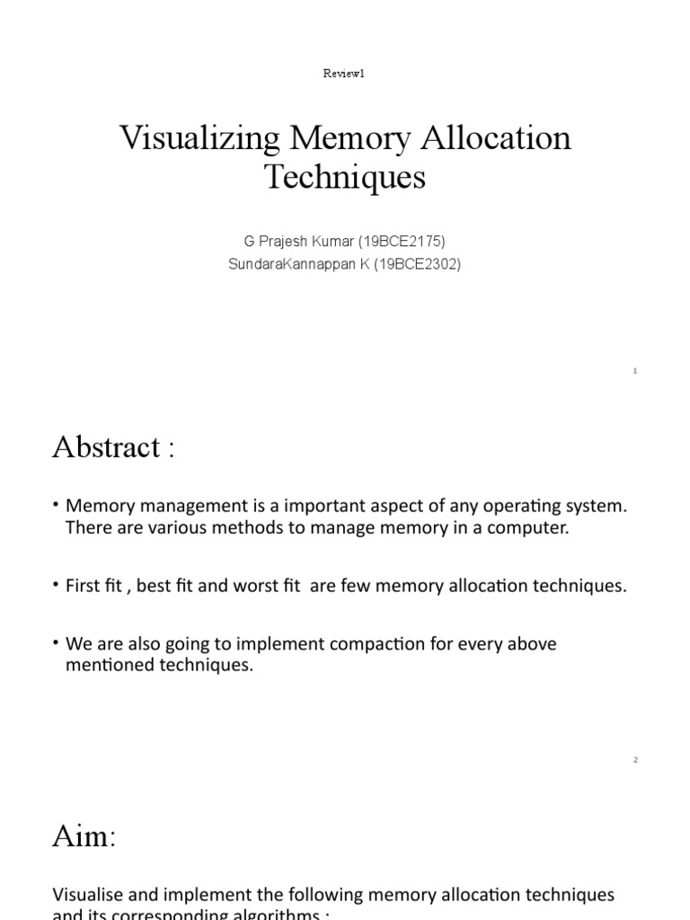 Visualizing Memory Allocation Techniques: G Prajesh Kumar (19bce2175 ...