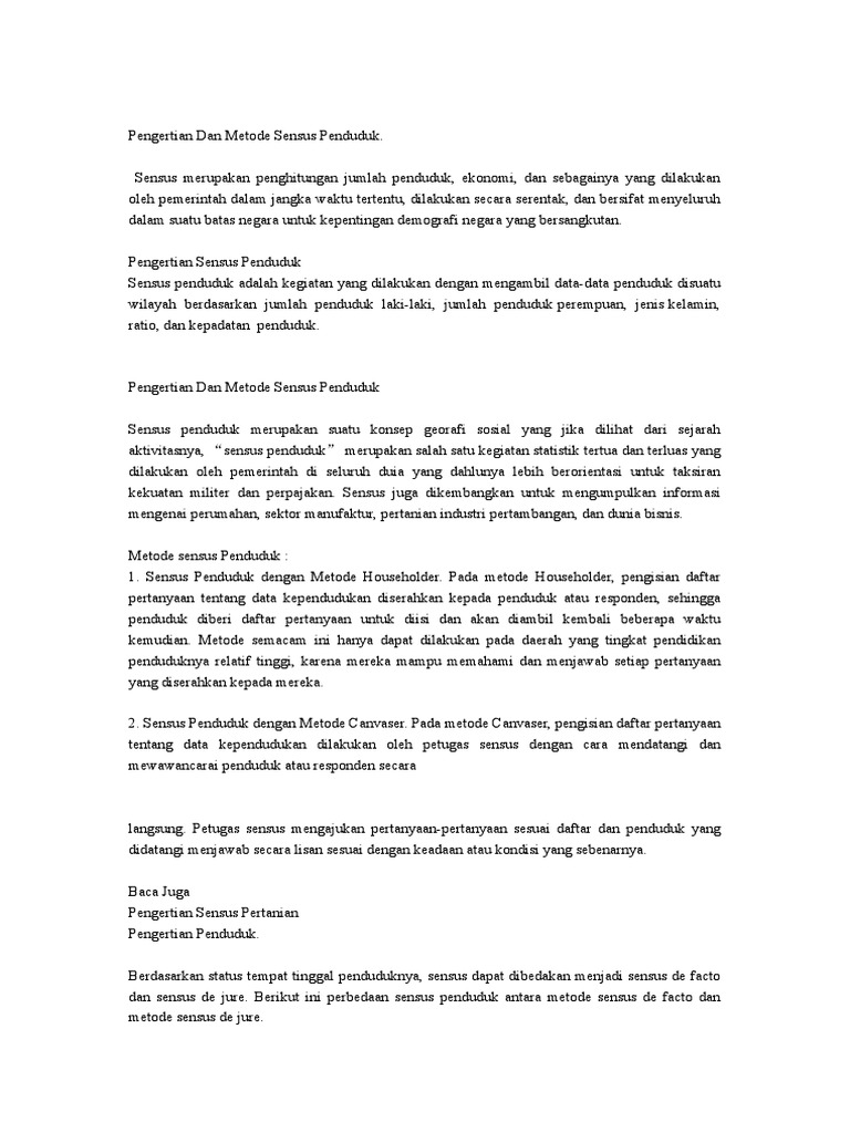 Sensus Penduduk | PDF