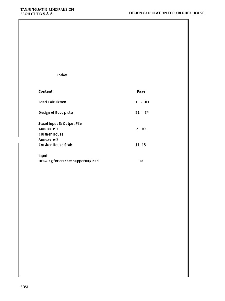 Crusher House Load Calculations | PDF | Mechanics | Civil Engineering