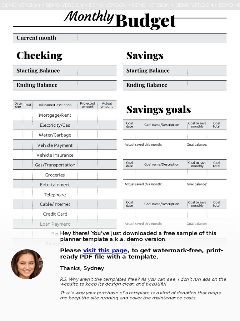 Mortgage/Rent: Hey There! You've Just Downloaded A Free Sample of This ...