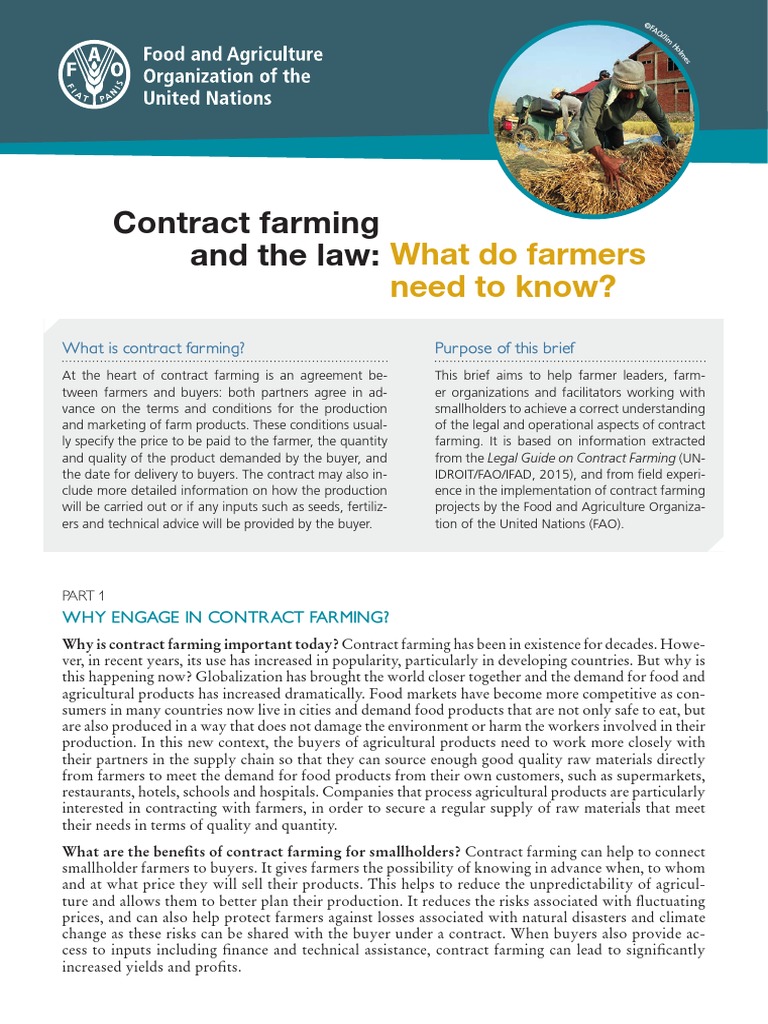 Contract Farming and The Law:: What Do Farmers Need To Know? | PDF ...