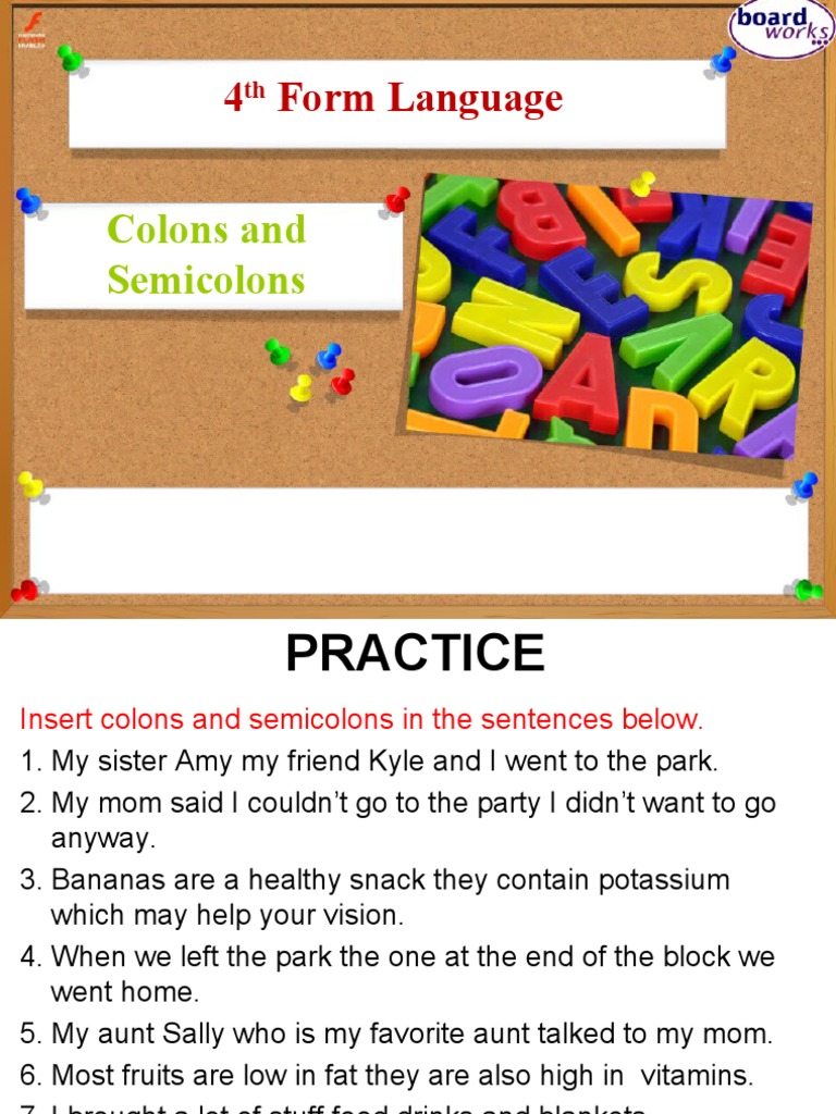 Semicolons and Colons Powerpoint | PDF | Comma | Grammar