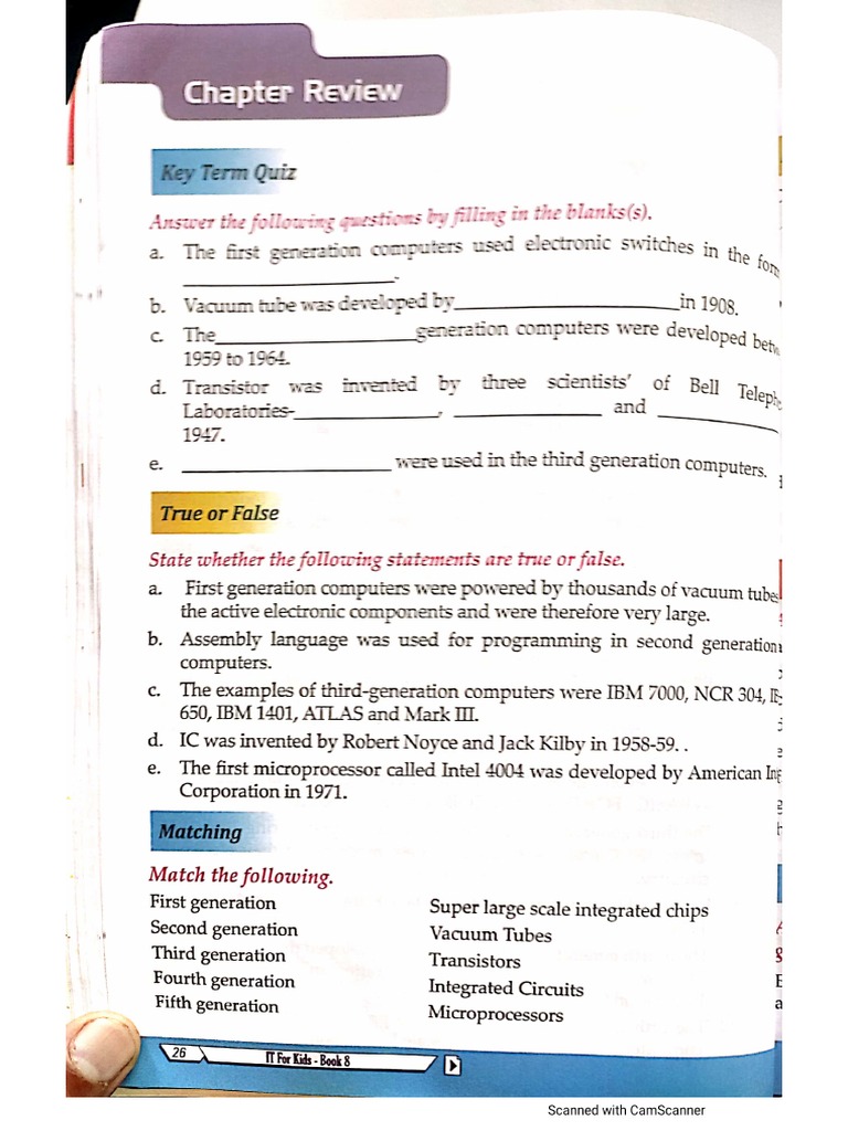 ch-3 Exercise Generation of Computer | PDF