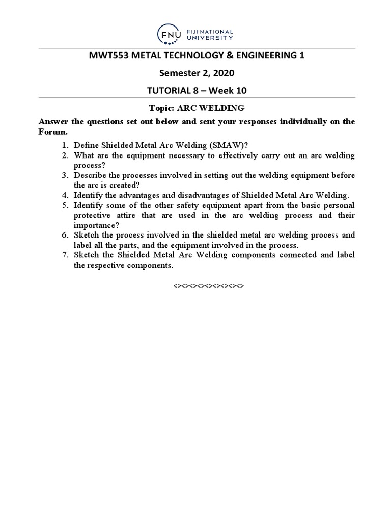 MWT553 - Tutorial - 8w10 Arc Welding | PDF