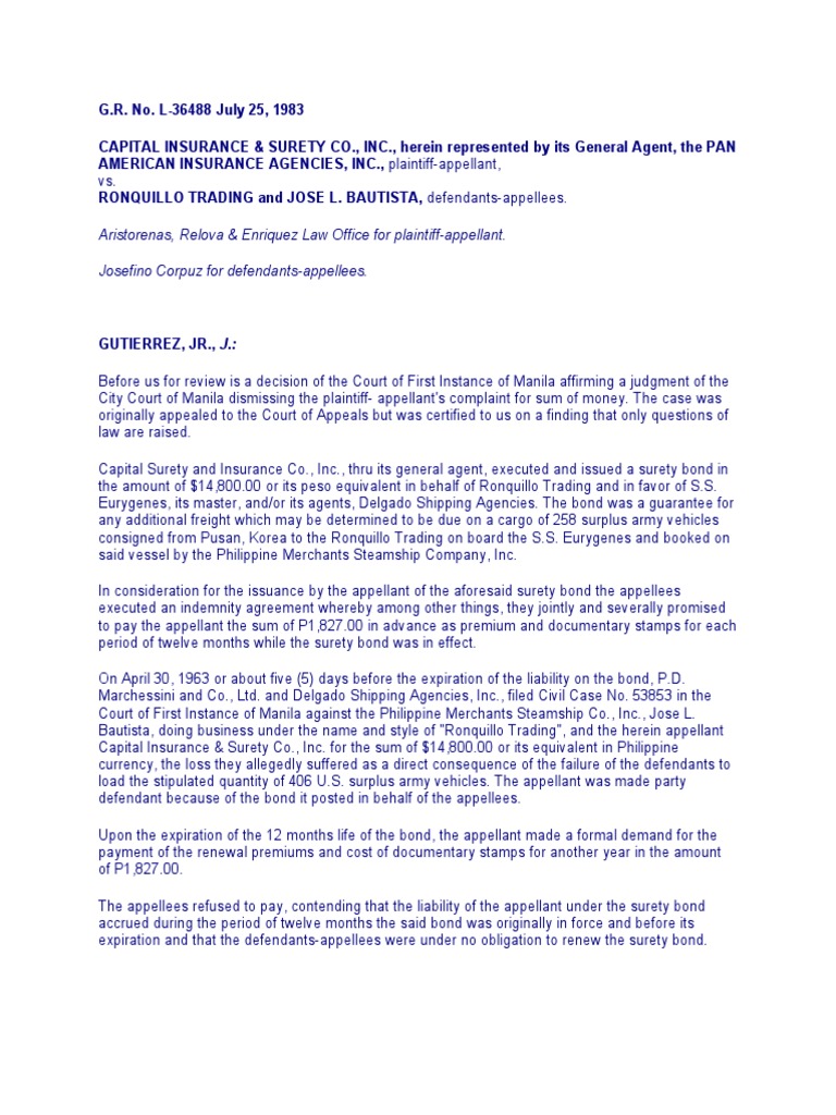 Obligation to Pay Insurance Premiums Ceases Upon Termination of Surety ...