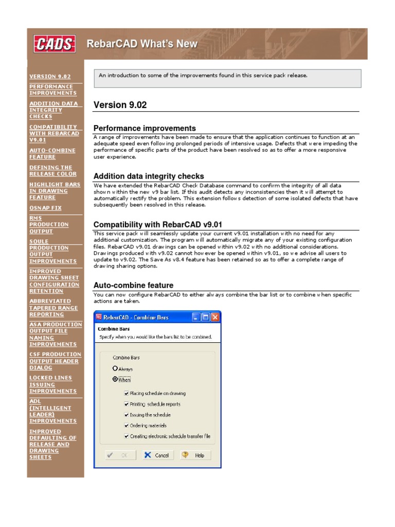 RebarCAD v9.02 Update Highlights | PDF | Filename | Computer File