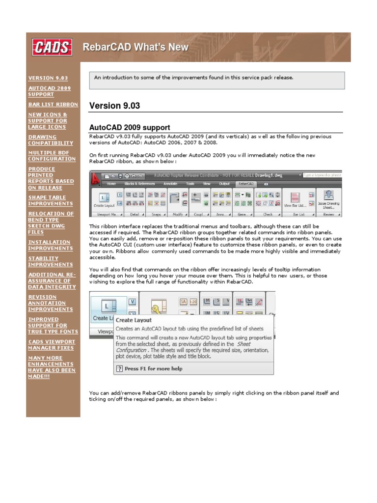 RebarCAD What's New in V9.03 | PDF | Auto Cad | Icon (Computing)