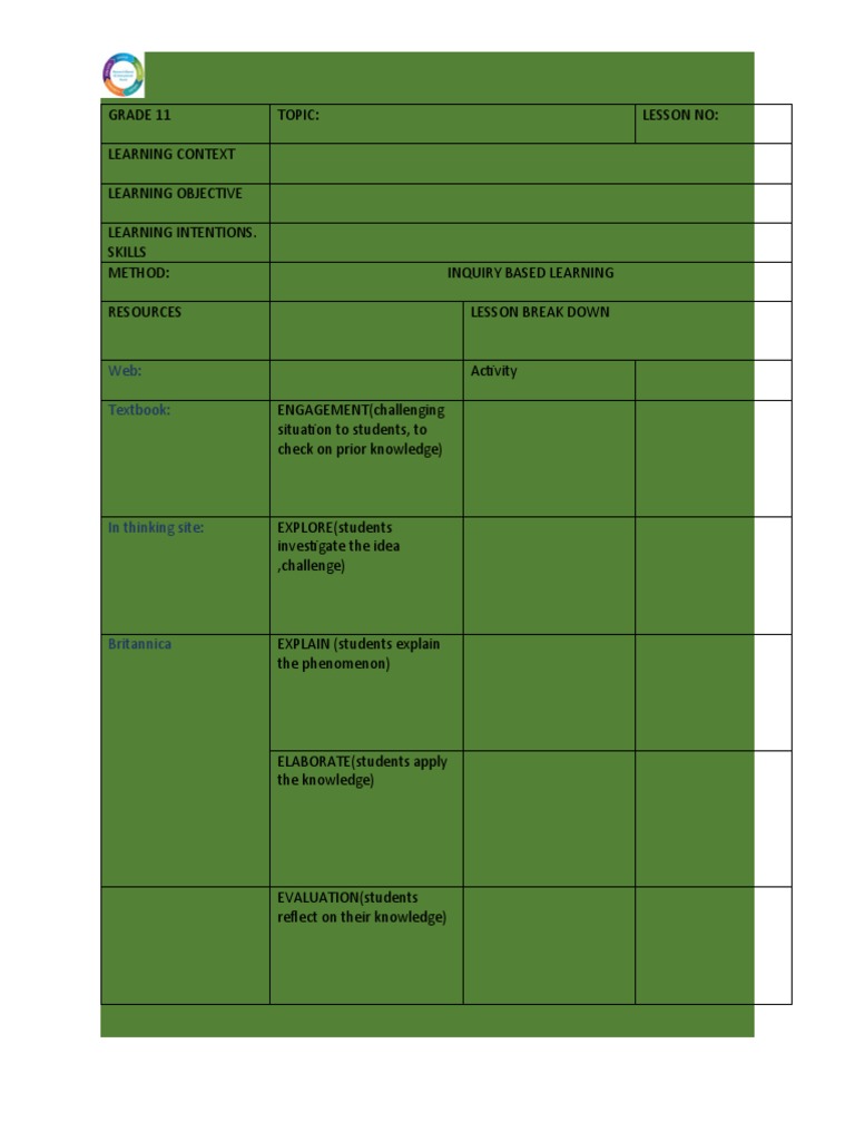 Biology Core Grade 10 Lesson Plan | PDF | Inquiry Based Learning | Inquiry
