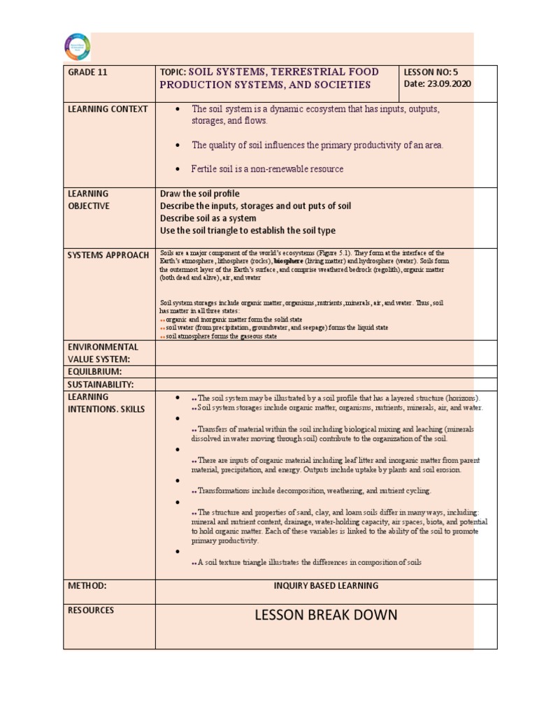 Ess Lesson Plan | Download Free PDF | Soil | Organic Matter