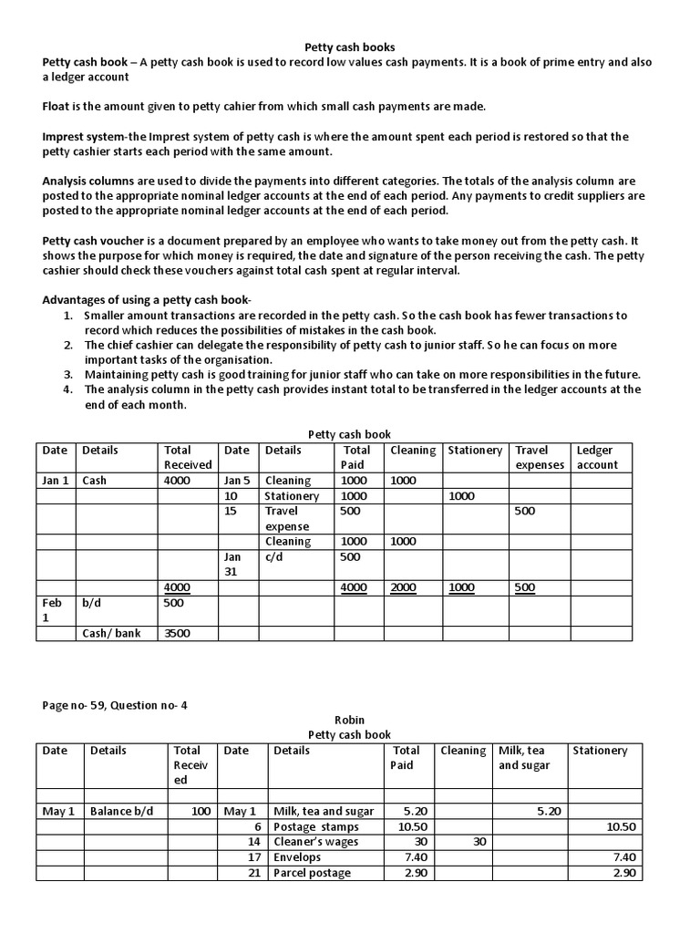 Petty Cash Books PDF | PDF | Bookkeeping | Banking
