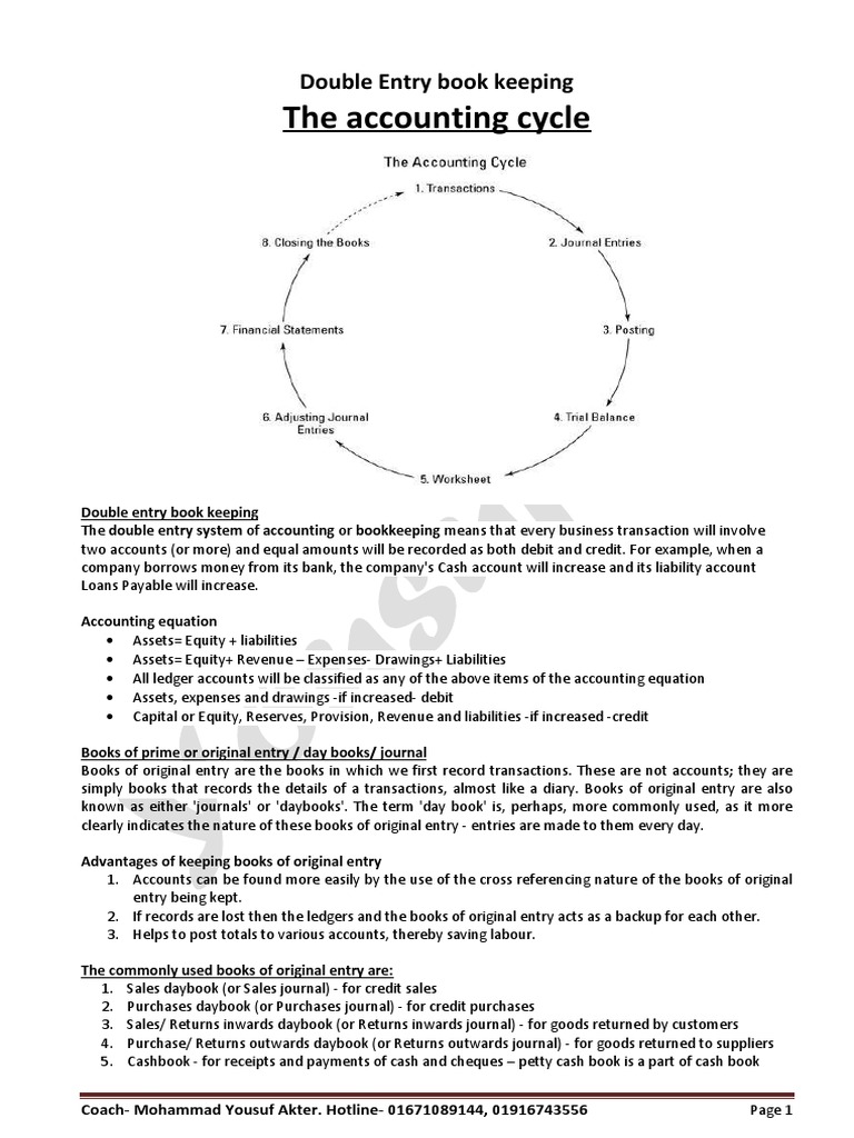 The Accounting Cycle: Double Entry Book Keeping | PDF | Bookkeeping ...