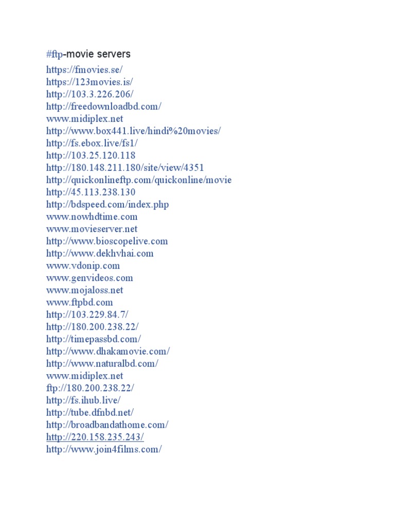 All FTP Movie & TV Servers | PDF