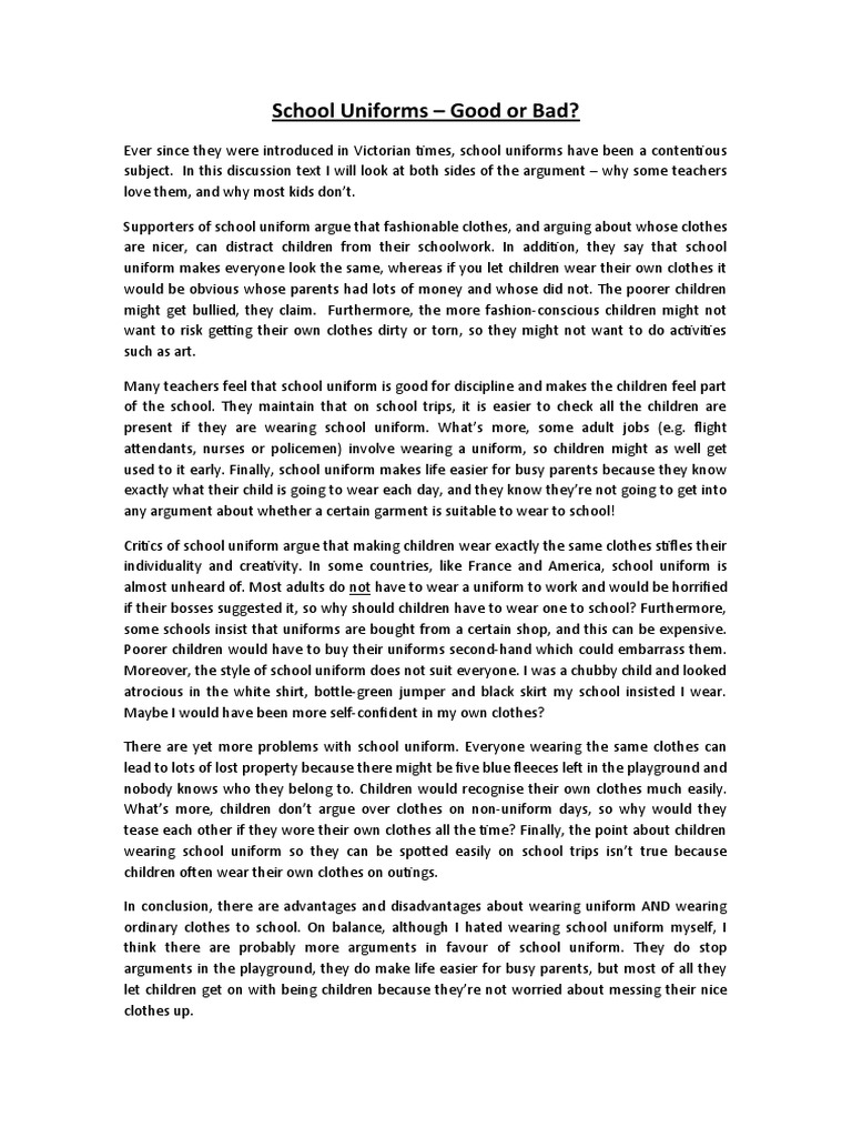 School Uniforms: Pros and Cons Debate | PDF | Clothing