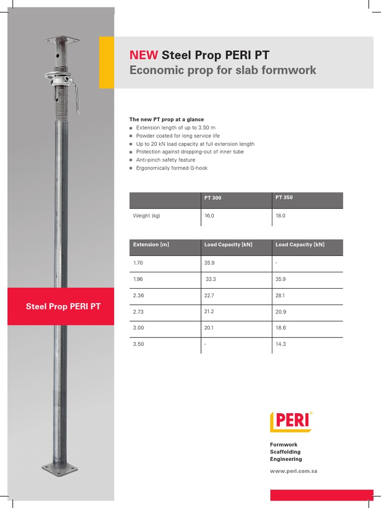 Economic Prop For Slab Formwork: Steel Prop PERI PT | PDF | Materials ...