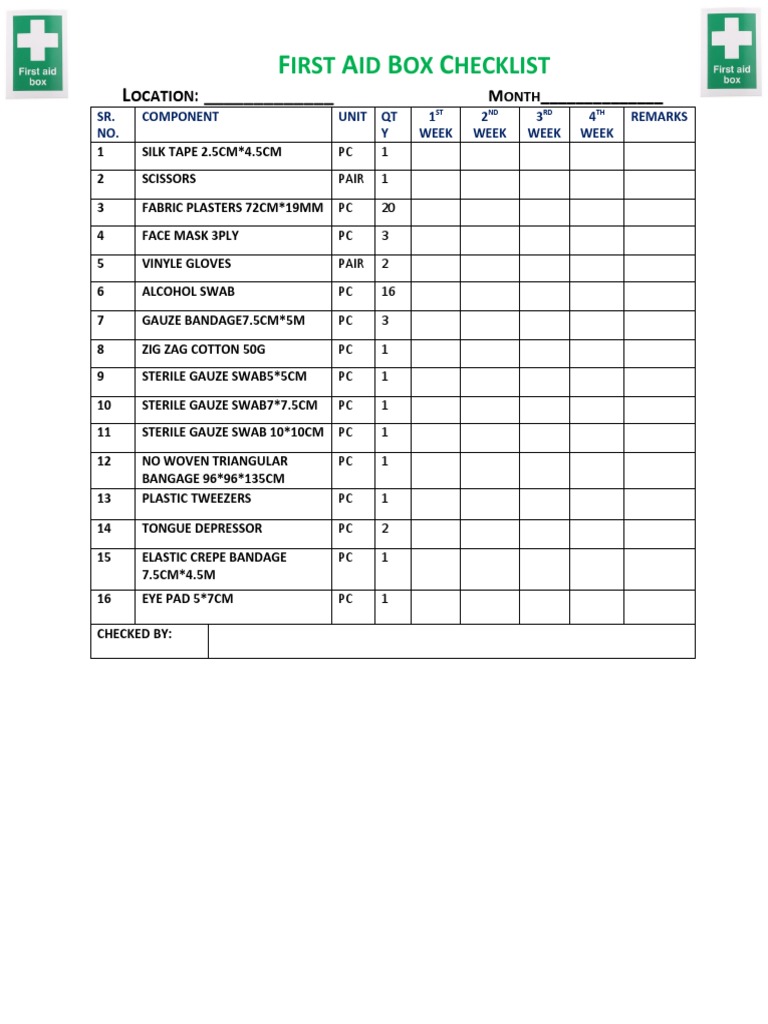 First Aid Checklist | PDF