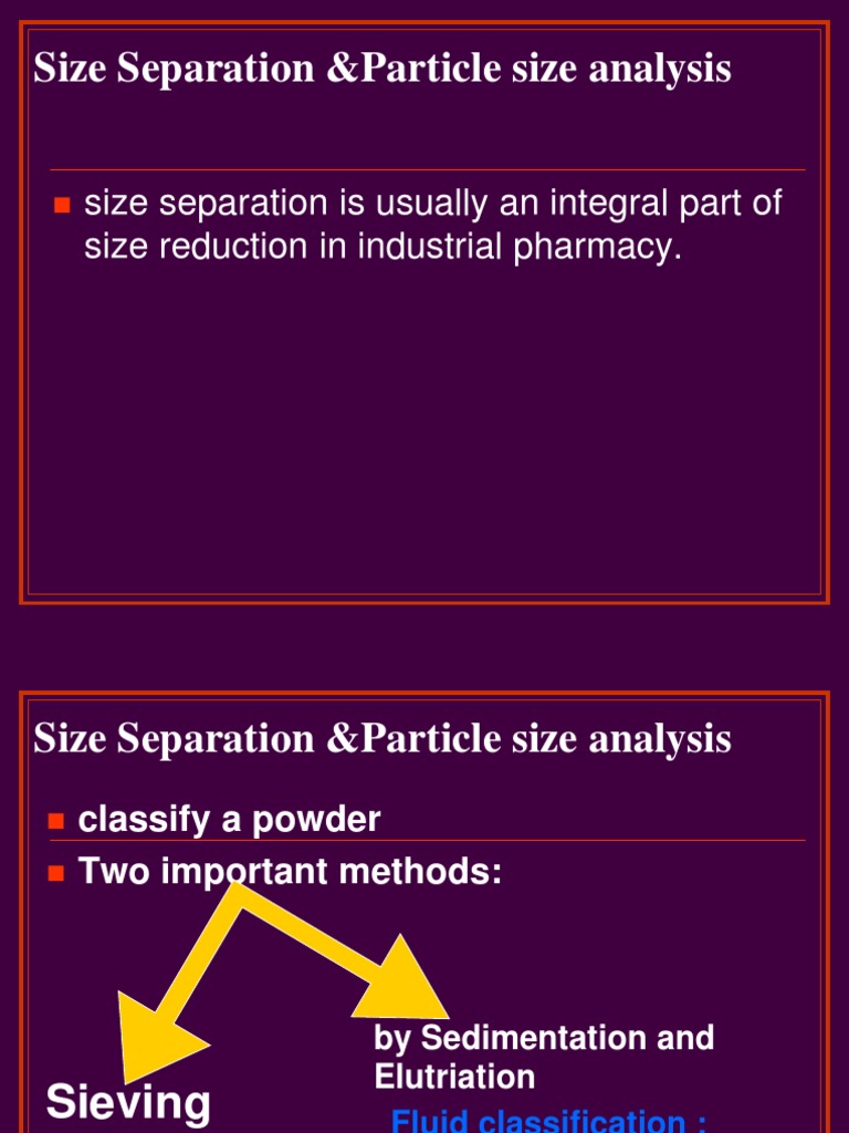 Size Separation &particle Size Analysis | PDF | Soft Matter | Materials ...