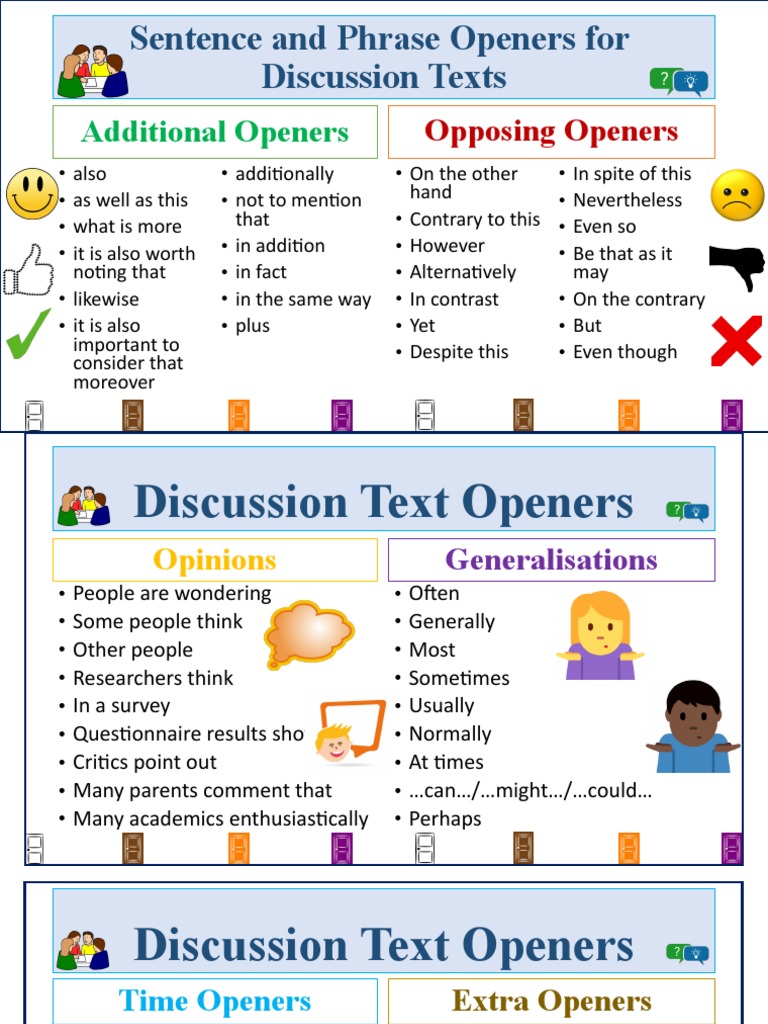 Openers For Discussion Texts | PDF