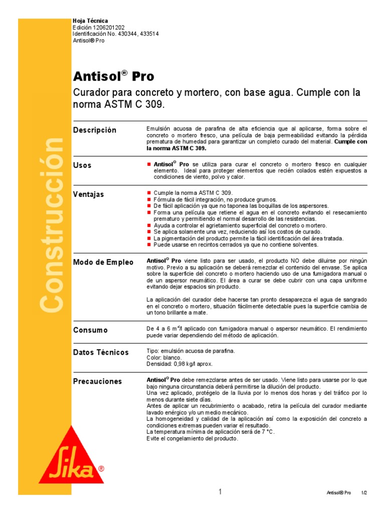 Antisol Pro | PDF | Hormigón | Agua