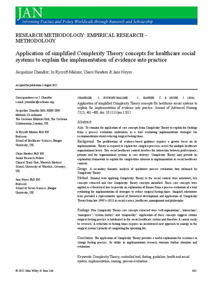 Application of Simplified Complexity Theory Concepts For Healthcare ...