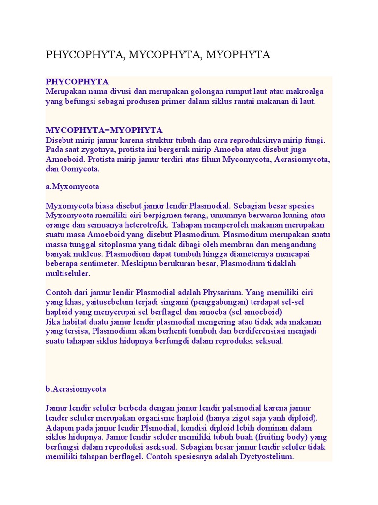 Phycophytaphycophyta, Mycophyta, Myophyta | PDF | Griya & Taman | Sains ...