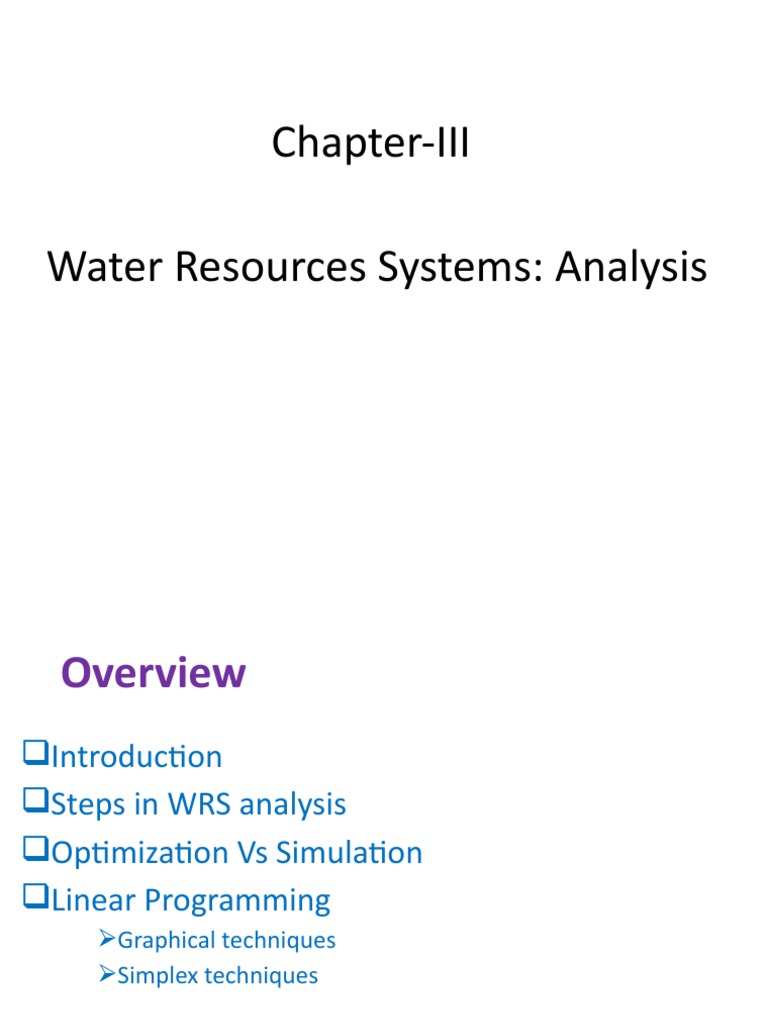 Chapter-III Water Resources Systems: Analysis | PDF | Mathematical Optimization | Linear Programming
