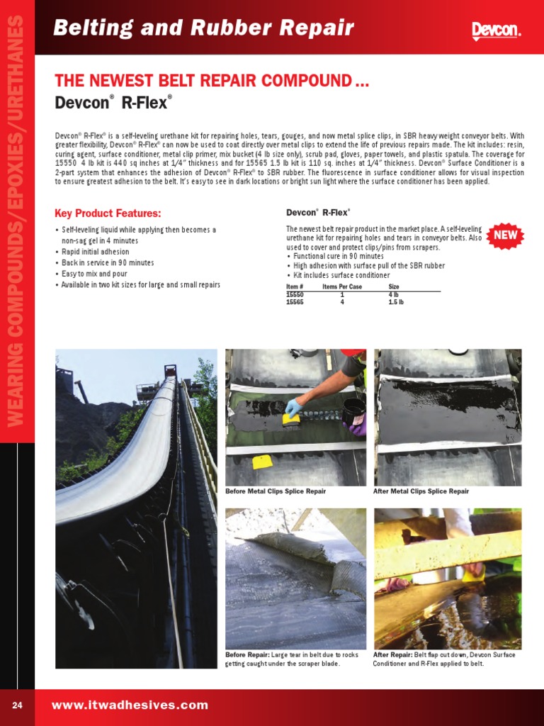 Belting and Rubber Repair: Devcon R-Flex | PDF | Polyurethane | Epoxy