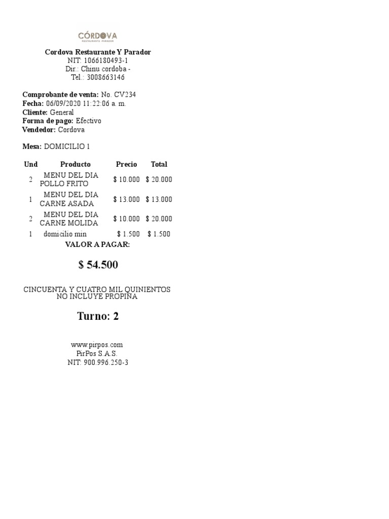 PirPos - Mesas y Pedidos | PDF