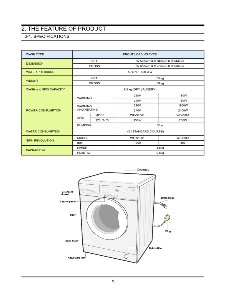 Product Specification PDF | PDF | Washing Machine | Mechanical Engineering