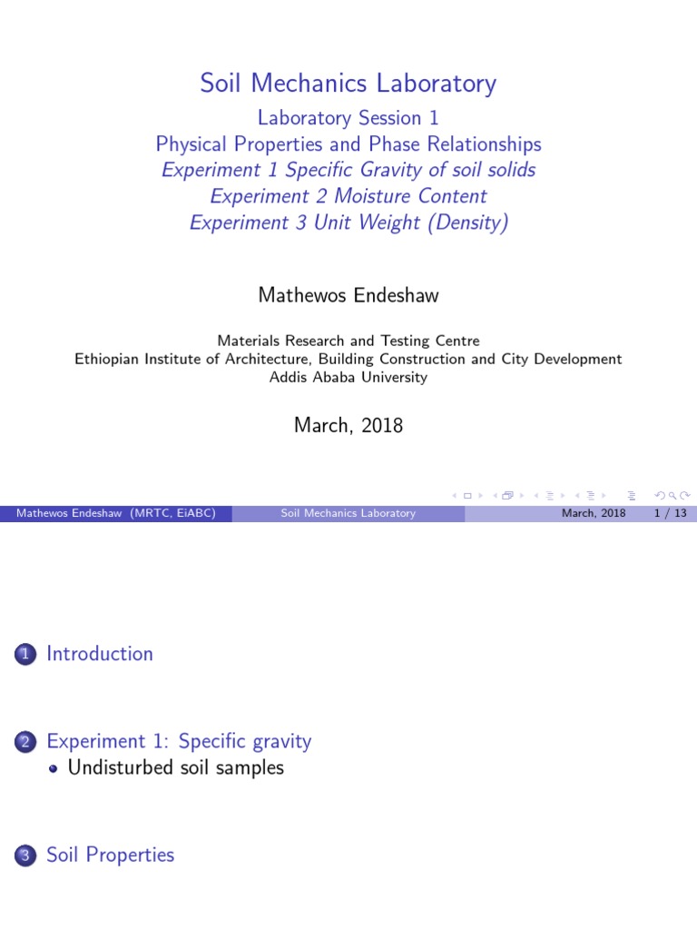 Soil Mechanics Laboratory | PDF | Soil Mechanics | Density
