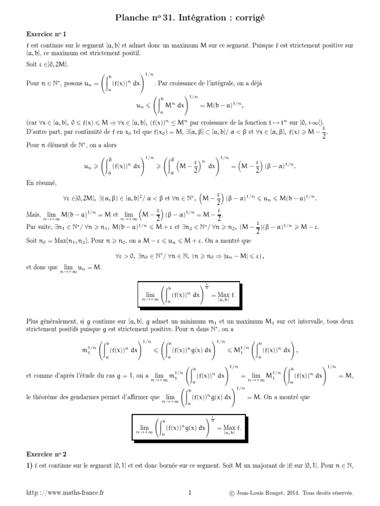 31 Integration Corrige PDF | PDF | Intégral | Logique mathématique