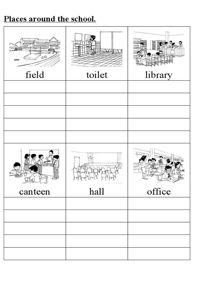 Name The Places Around School Writing | PDF