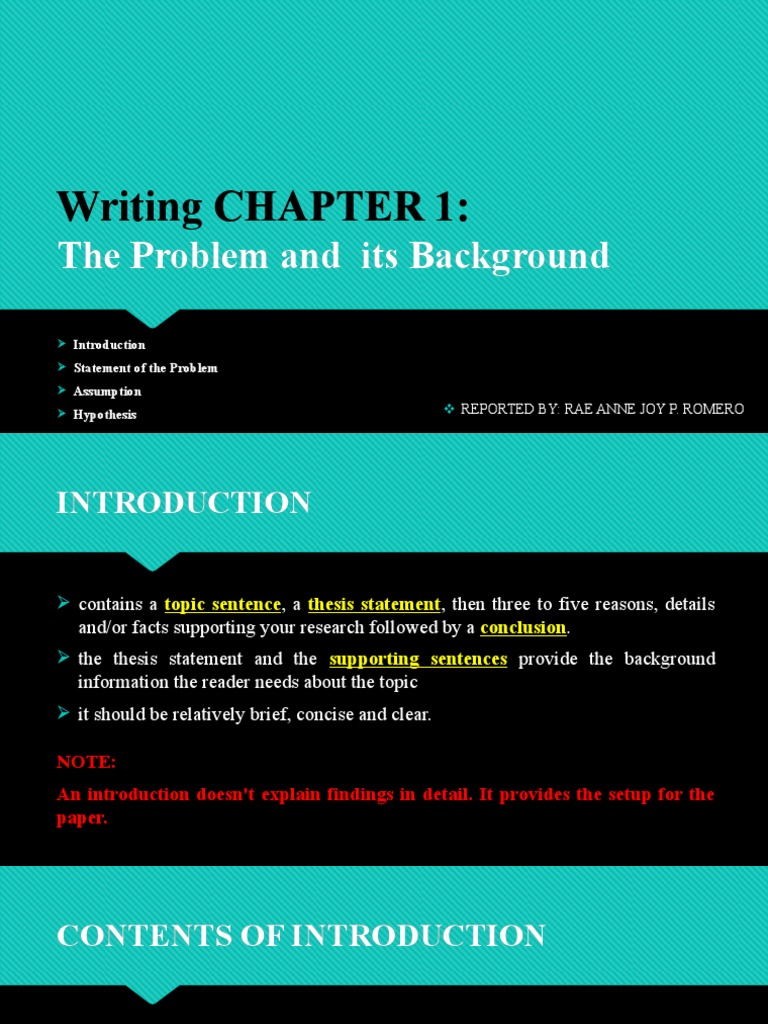 10 - Writing Chapter 1 - The Problem and Its Background | PDF | Hypothesis | Null Hypothesis