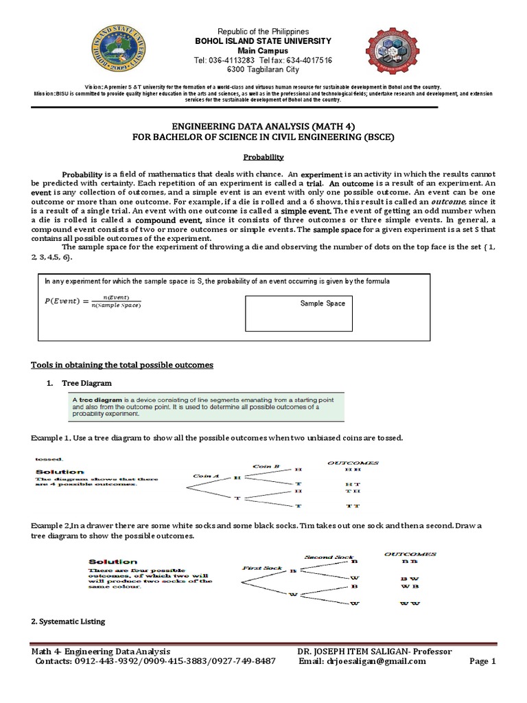 Engineering Data Analysis (Math 4) For Bachelor of Science in Civil ...