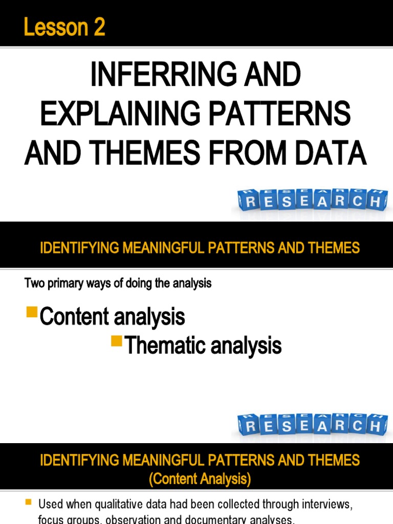Inferring and Explaining Patterns and Themes From Data: Lesson 2 | PDF ...